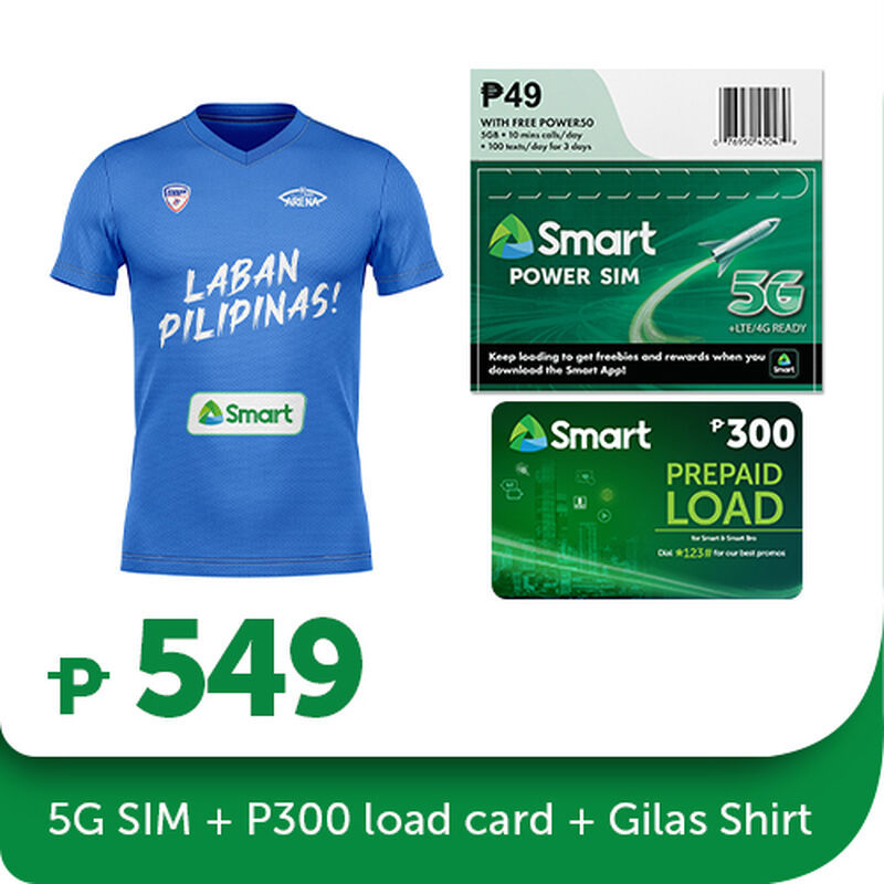 Smart Prepaid Power SIM with 300 Load Card and Gilas Shirt