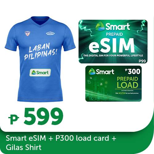 Smart Prepaid Carded eSIM with 300 Load Card and Gilas Shirt